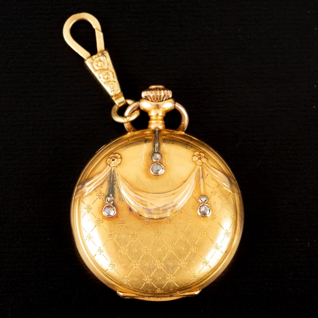 Antique 18k Gold And Diamond Pocket Watch, Invar Auction