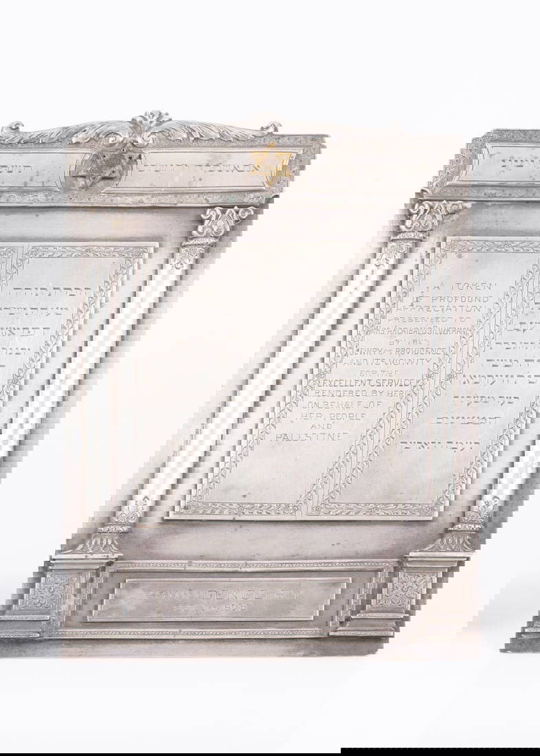 Jewish Silver Plaque With Dedication (token Of Gratitude) - 1925 Auction