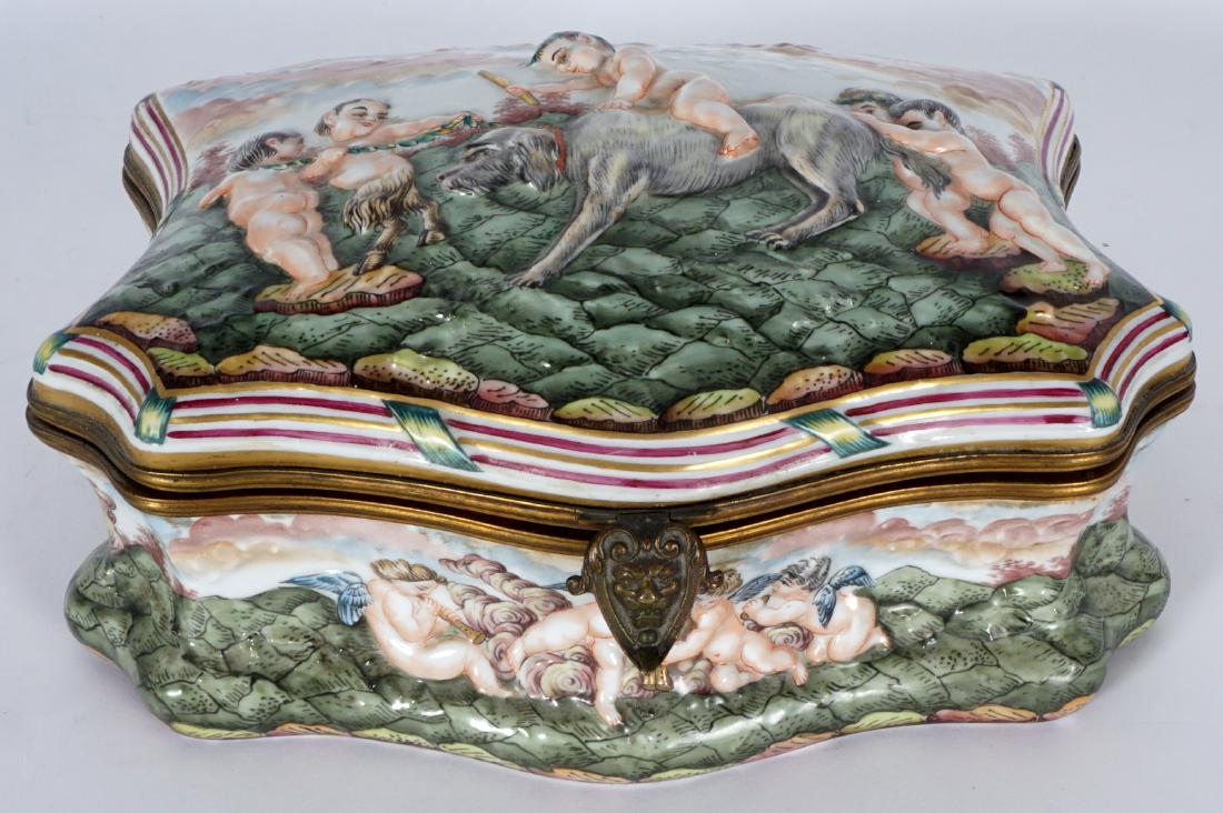 Large Capodimonte Porcelain Covered Box