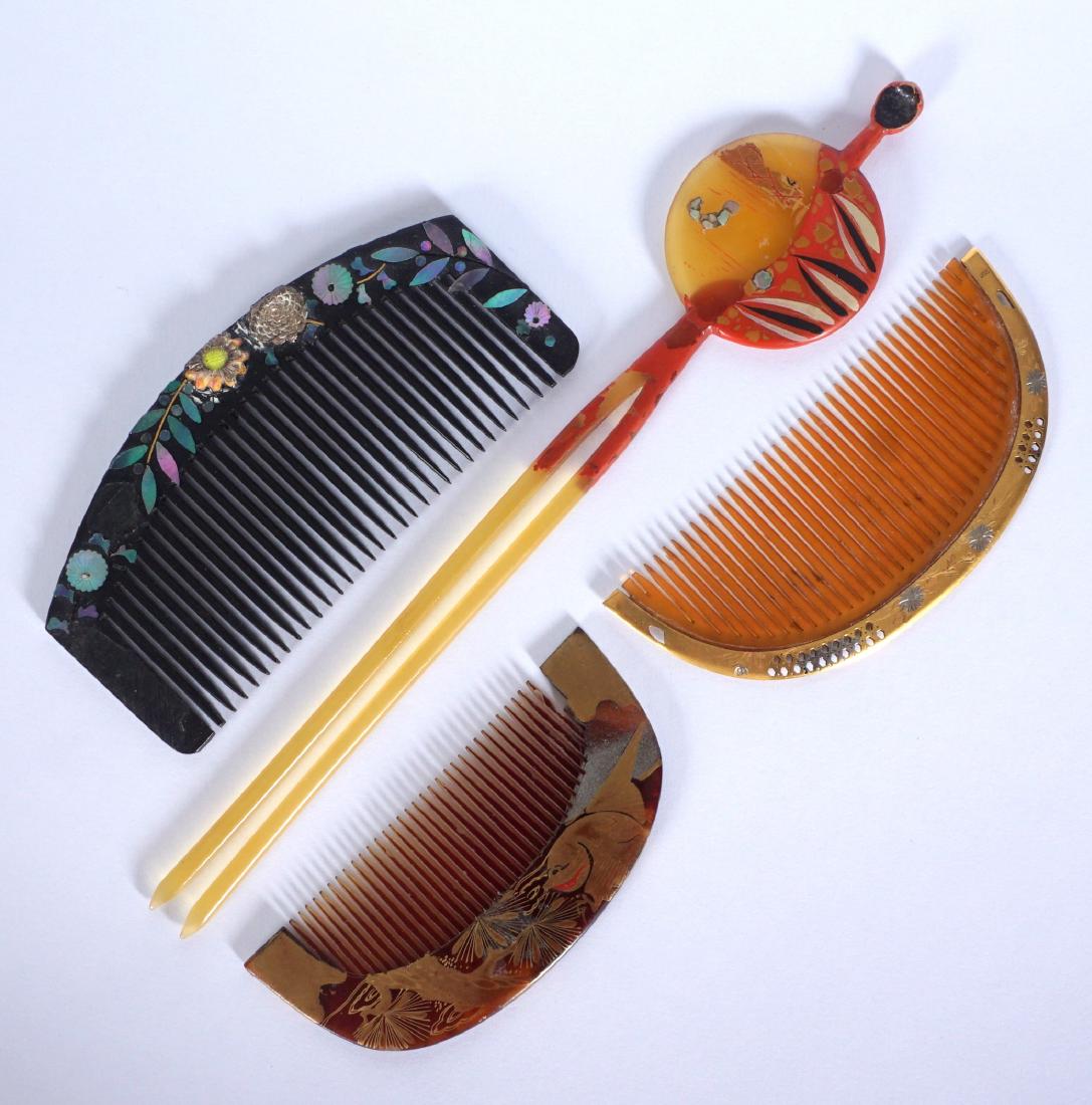 4 Piece Chinese Hair Combs & Hairpin