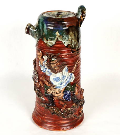 Palatial Japanese Shoki Figure Sumida Gawa Pitcher