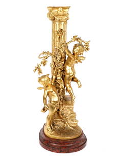 Ernest Justin Ferrand (french, 1846 1932) Bronze Lamp