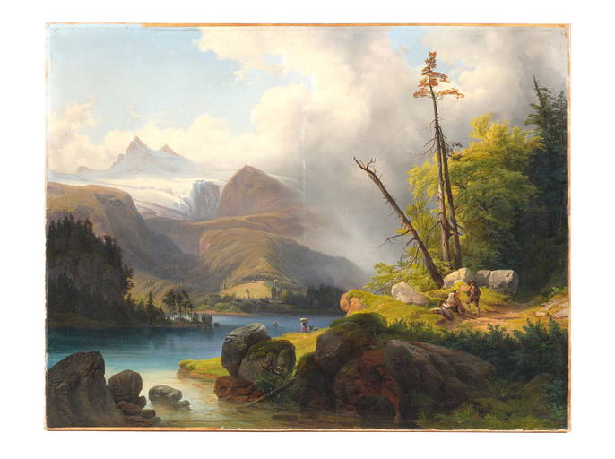 Joseph Holzer European Landscape With Figures