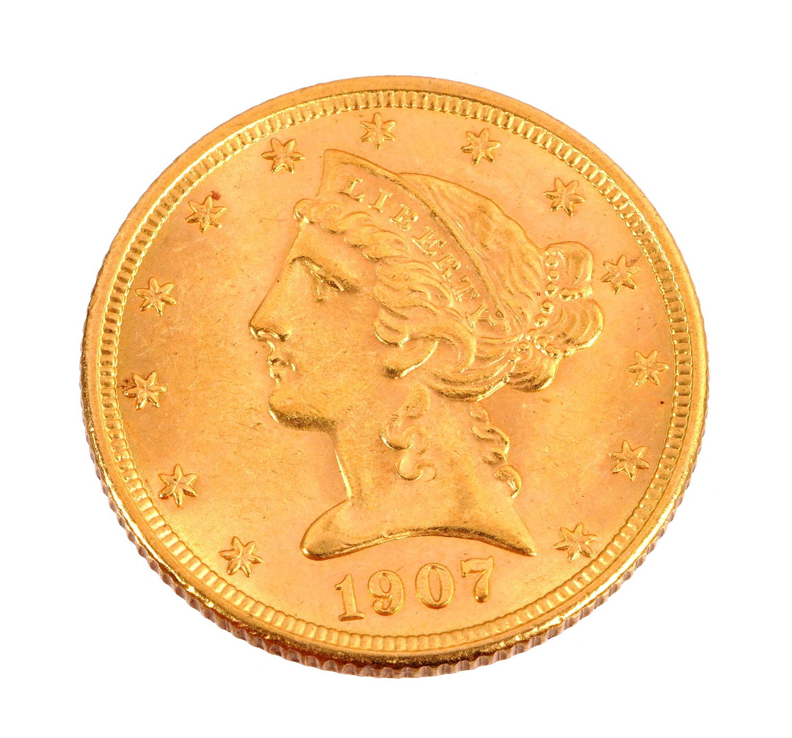 Us 1907-d $5 Liberty Head Gold Coin Auction