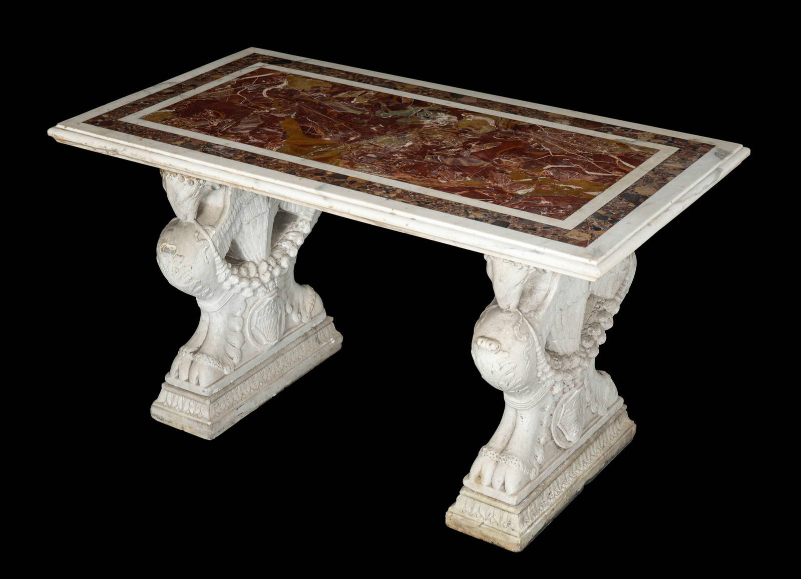 Italian Marble Top Griffin Console Table Auction