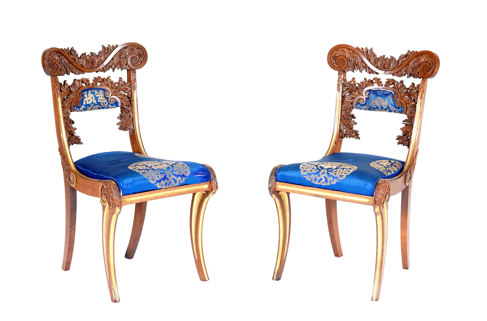 Rare Pair Russian? Carved Rosewood Side Chairs Ex Mgm Sudios Auction