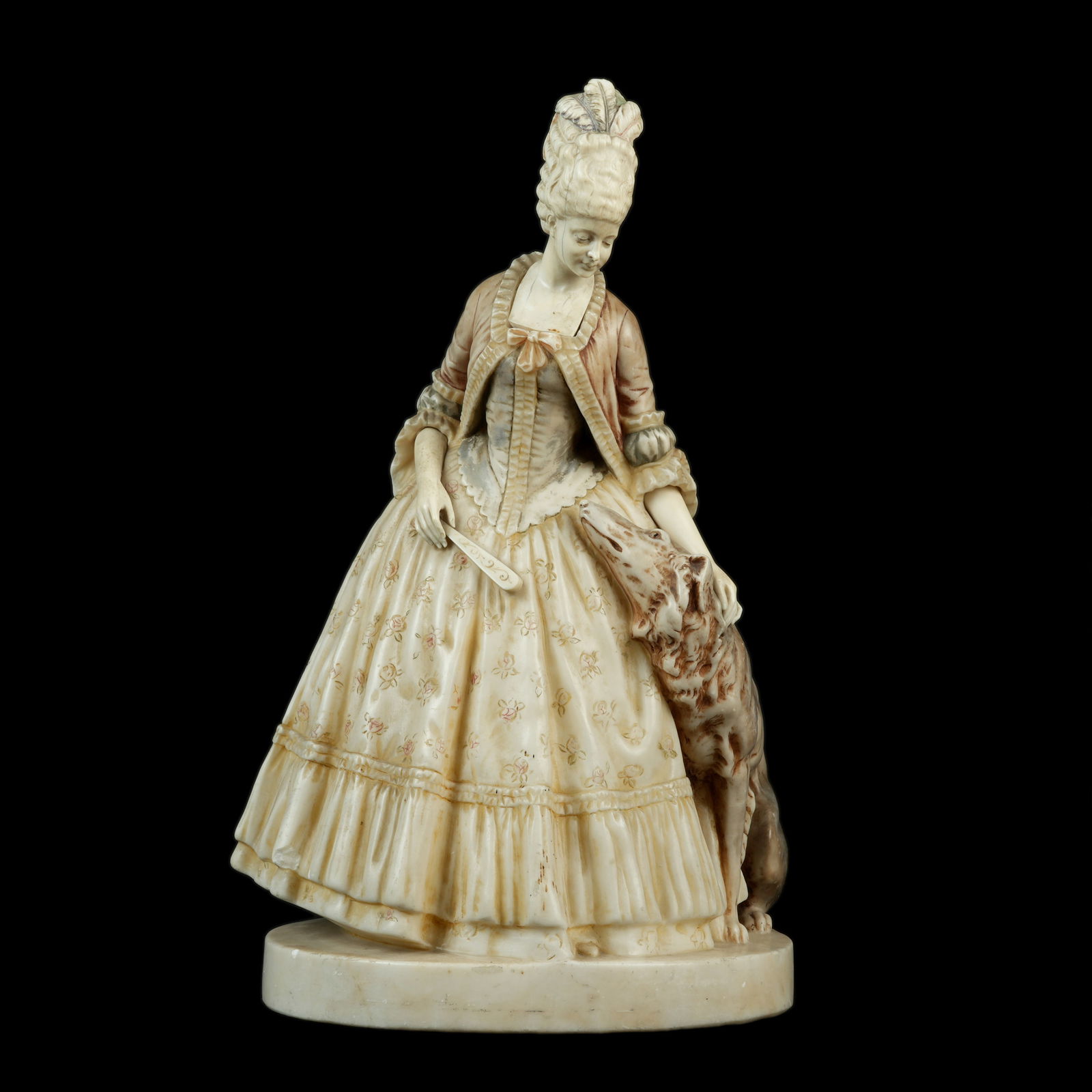 Carl Wegener Alabaster Woman With Dog Sculpture Auction