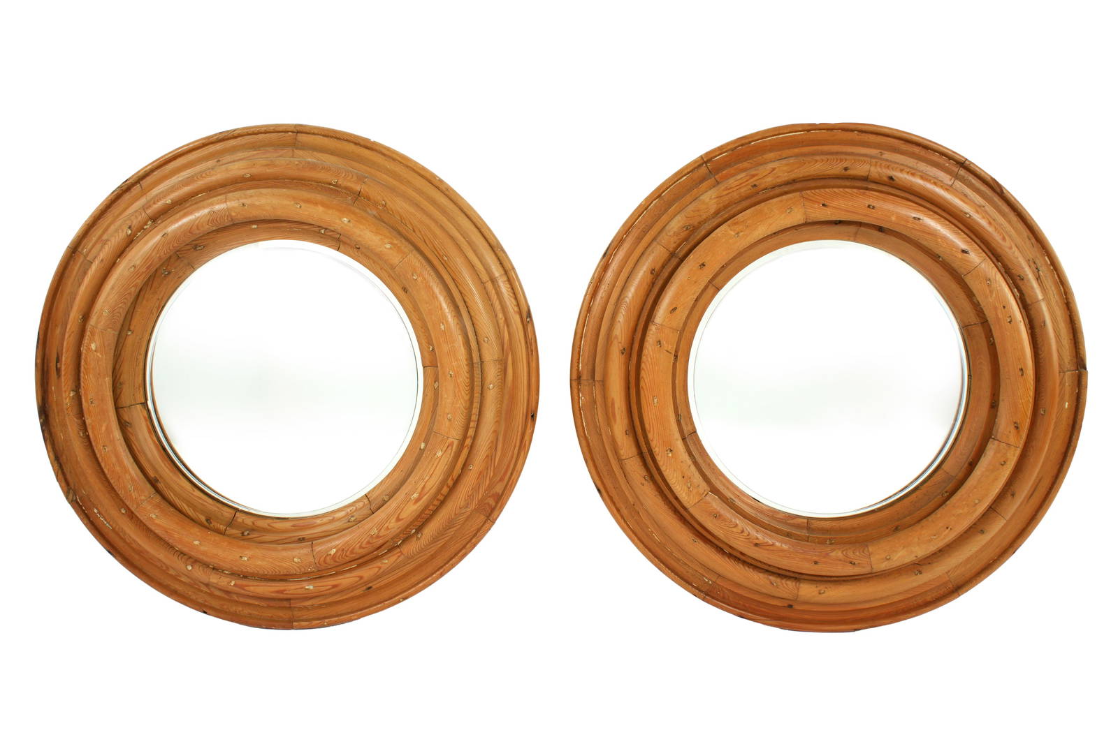 Pair Pine Framed Bullseye Mirrors Auction