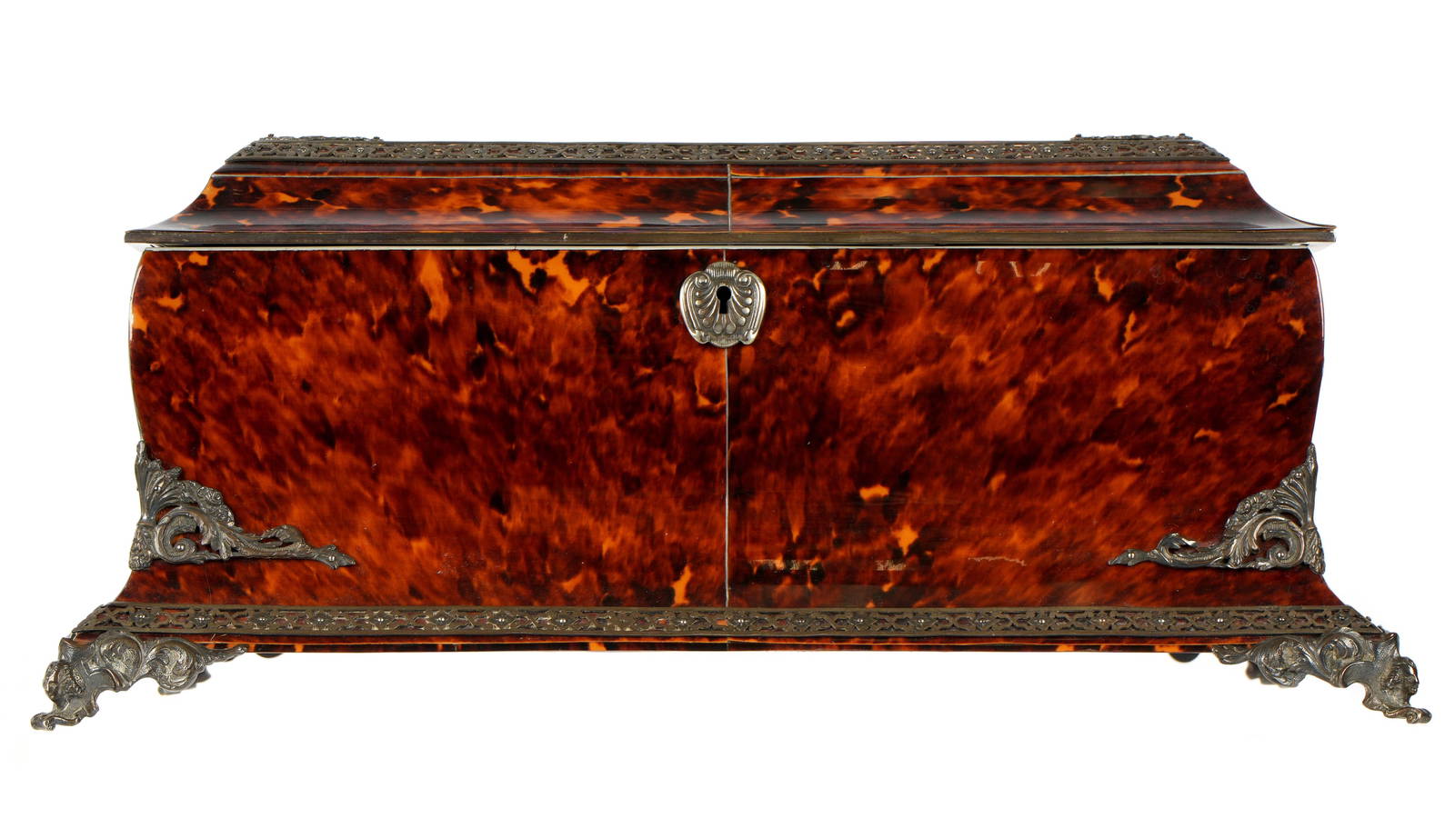 English Silver Mounted Tortoiseshell Dresser Box Auction