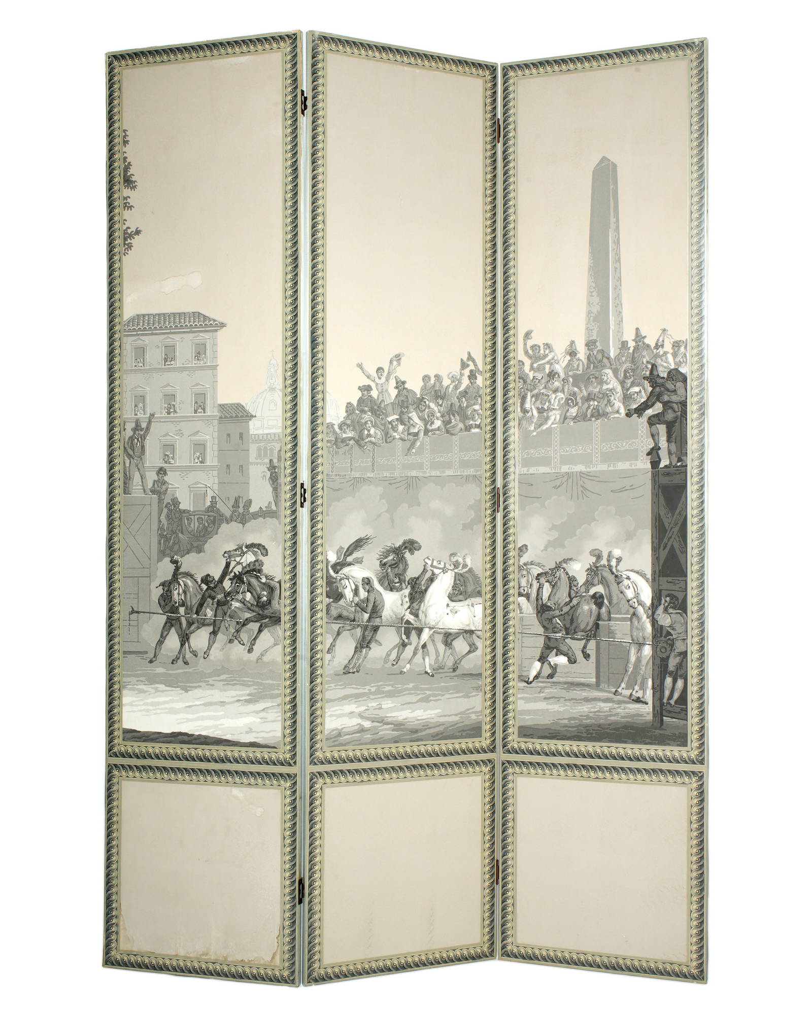 French Zuber Style Three Panel Floor Screen Auction