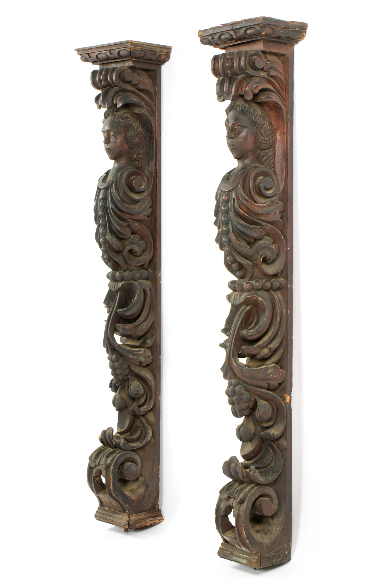Pair Italian Carved Architectural Pilaster Columns Auction