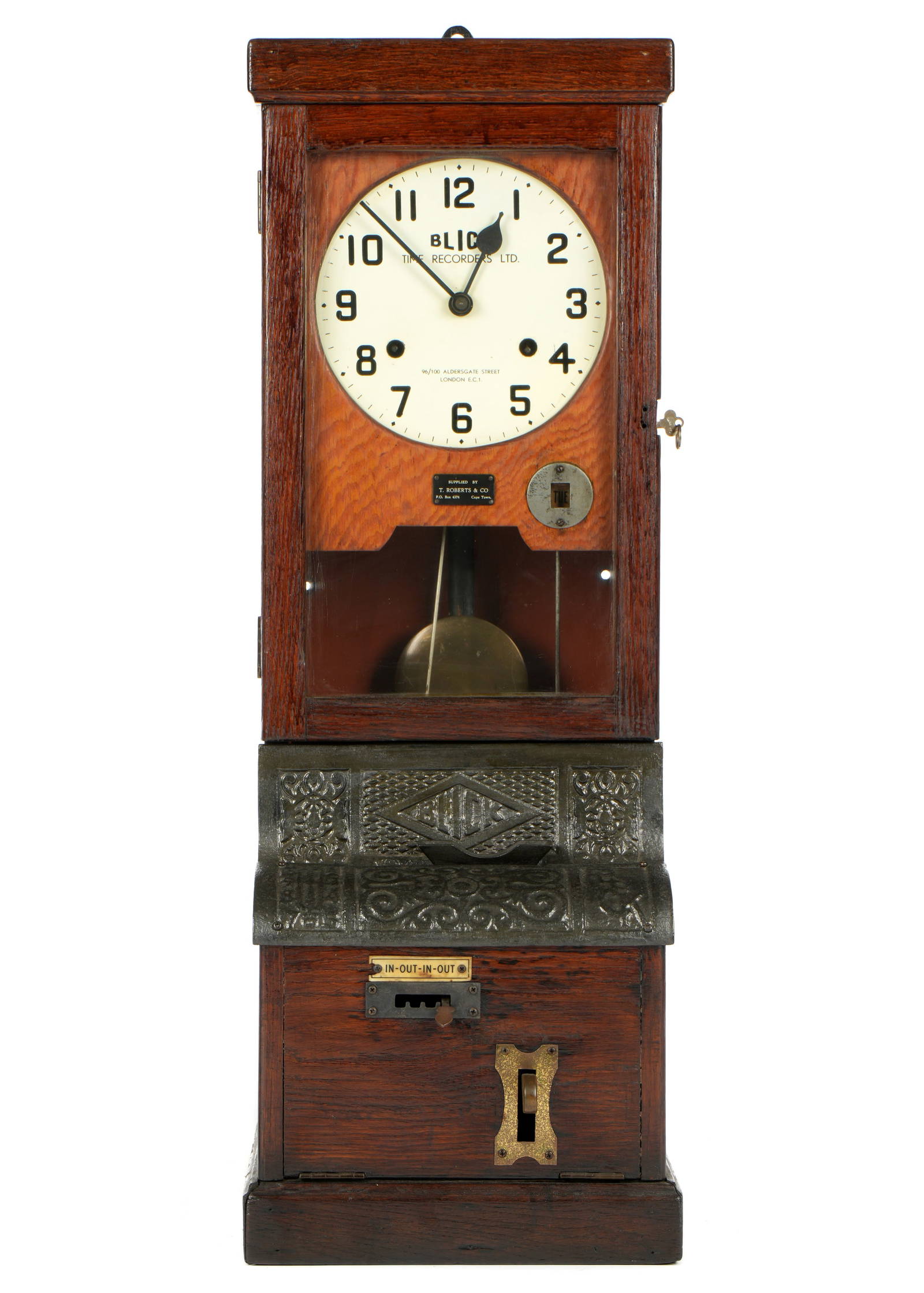 Blick Oak Case Time Recorder Clock Auction