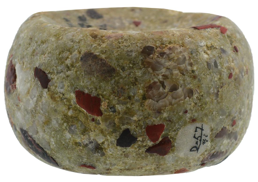 3 13/16" Conglomerate Cupped Discoidal. St. Louis Co,