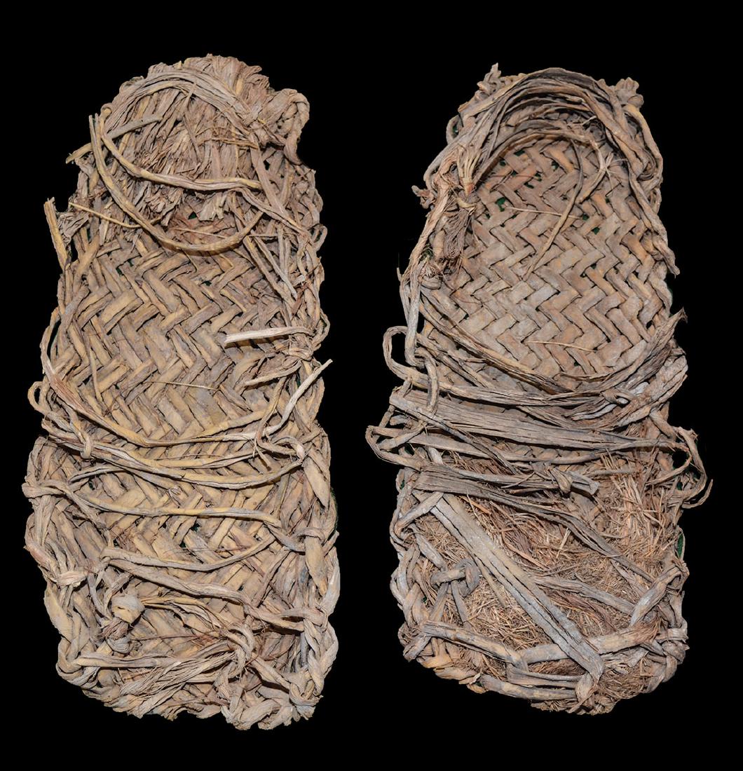 Pair Of Anasazi Woven Yucca Sandals (10" L.). One Of