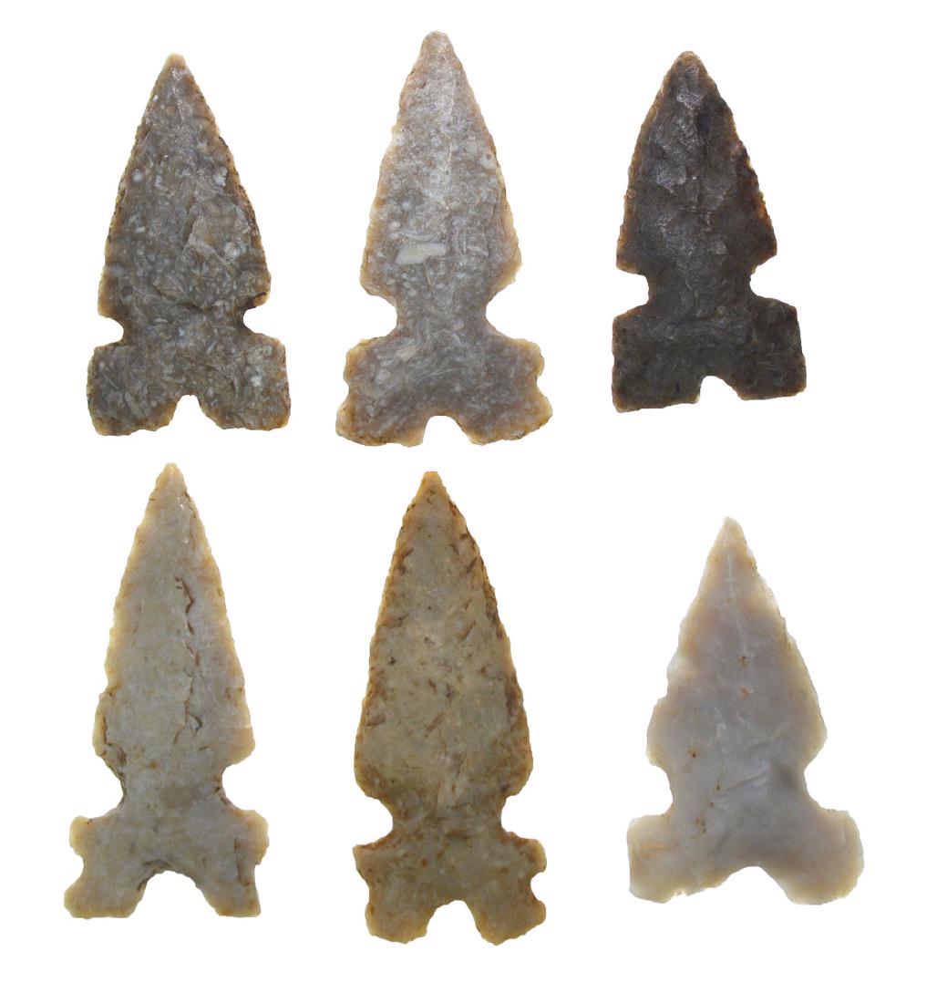 6 very nice Cahokia points (15/16"-1 1/8") from Paul