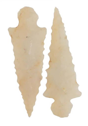 Two Rare White Hayes Points (1 1/8"). From A Cache Of