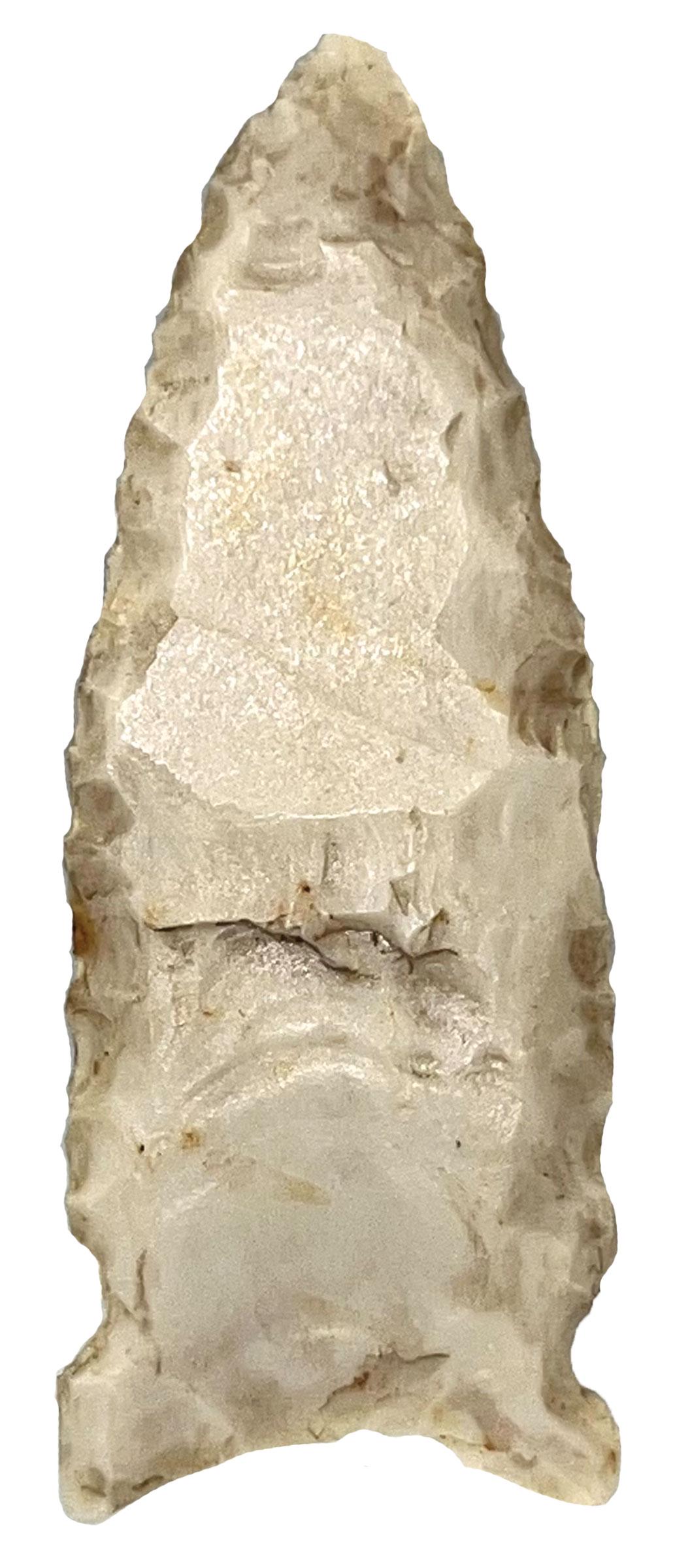 2 5/16" Graham Cave. Neat point anciently made on a fully fluted Clovis ...