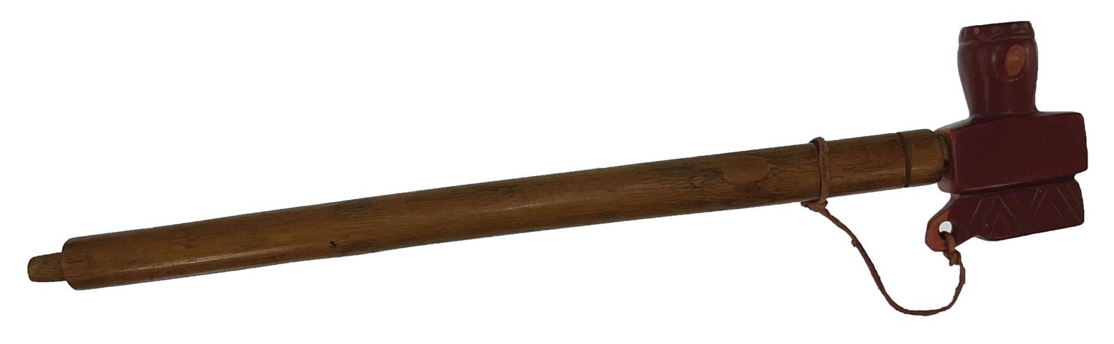 Ute Catlinite Pipe (2 3/4) And Wooden Stem (12 1/8"). Micmac Style Pipe