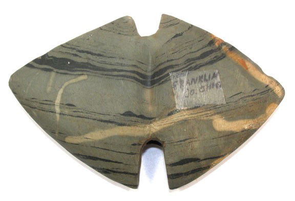 192: 4 1/8" Double Notch Winged Bannerstone. Davis COA