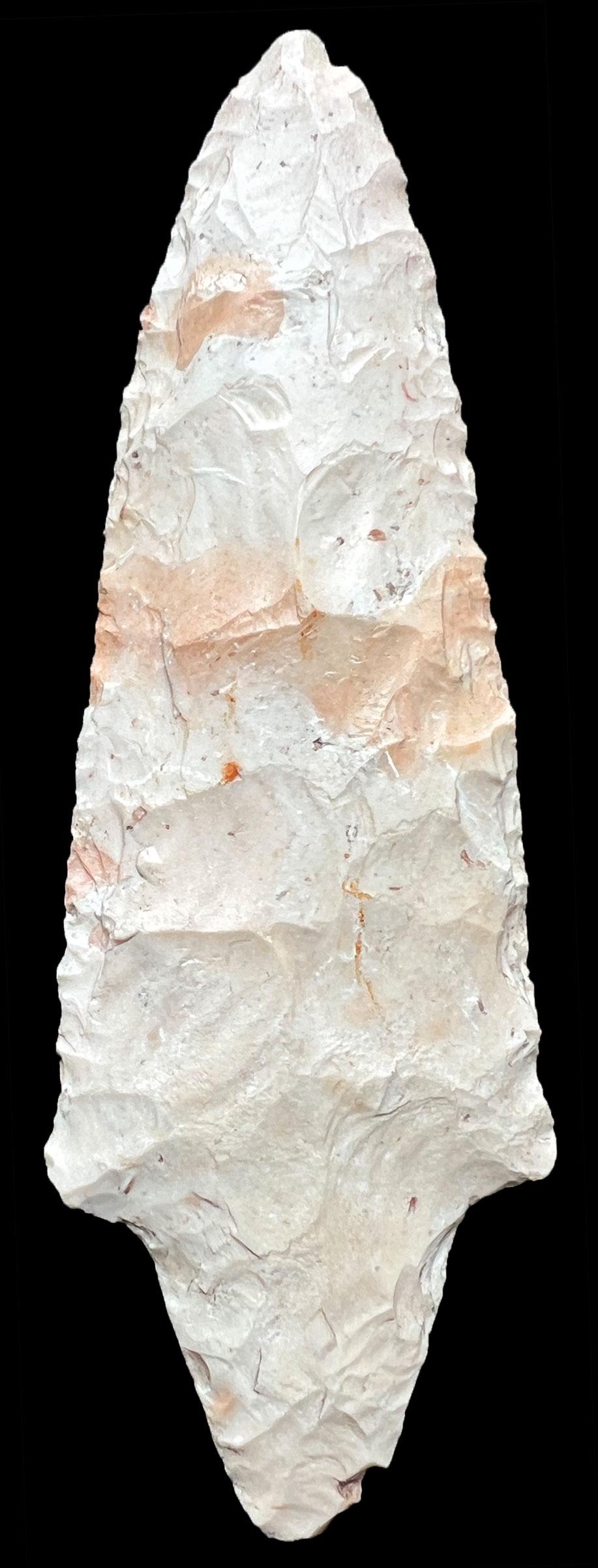 4 7/16" Dickson. Missouri. Rogers Coa. White Chert With Red Steaks ...