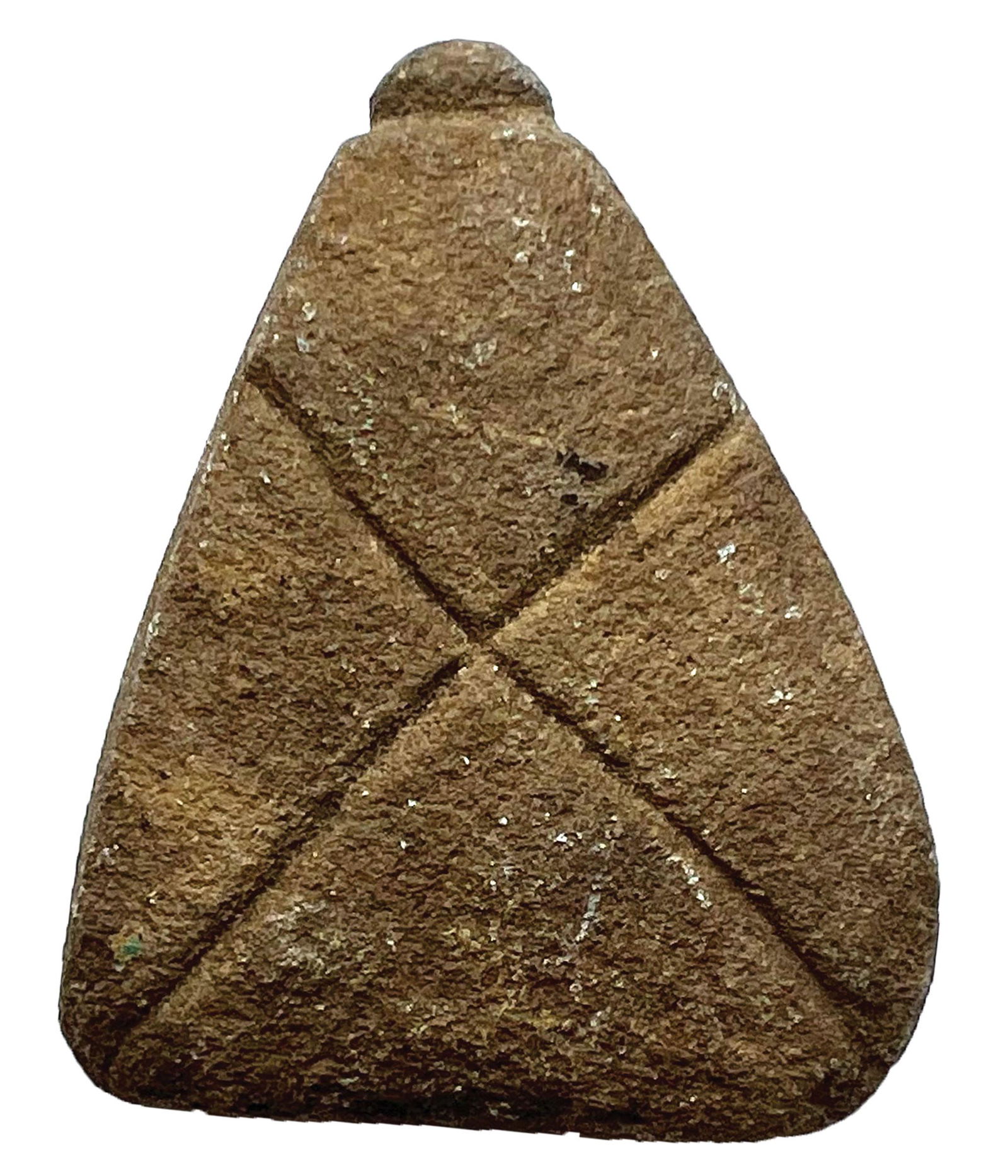 2" Triangular Stone Pendant. Engraved With An "x" On Both Side. Spiro ...