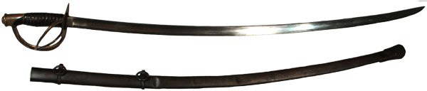 42” Civil War Sword. Leather Handle, Metal Scabba
