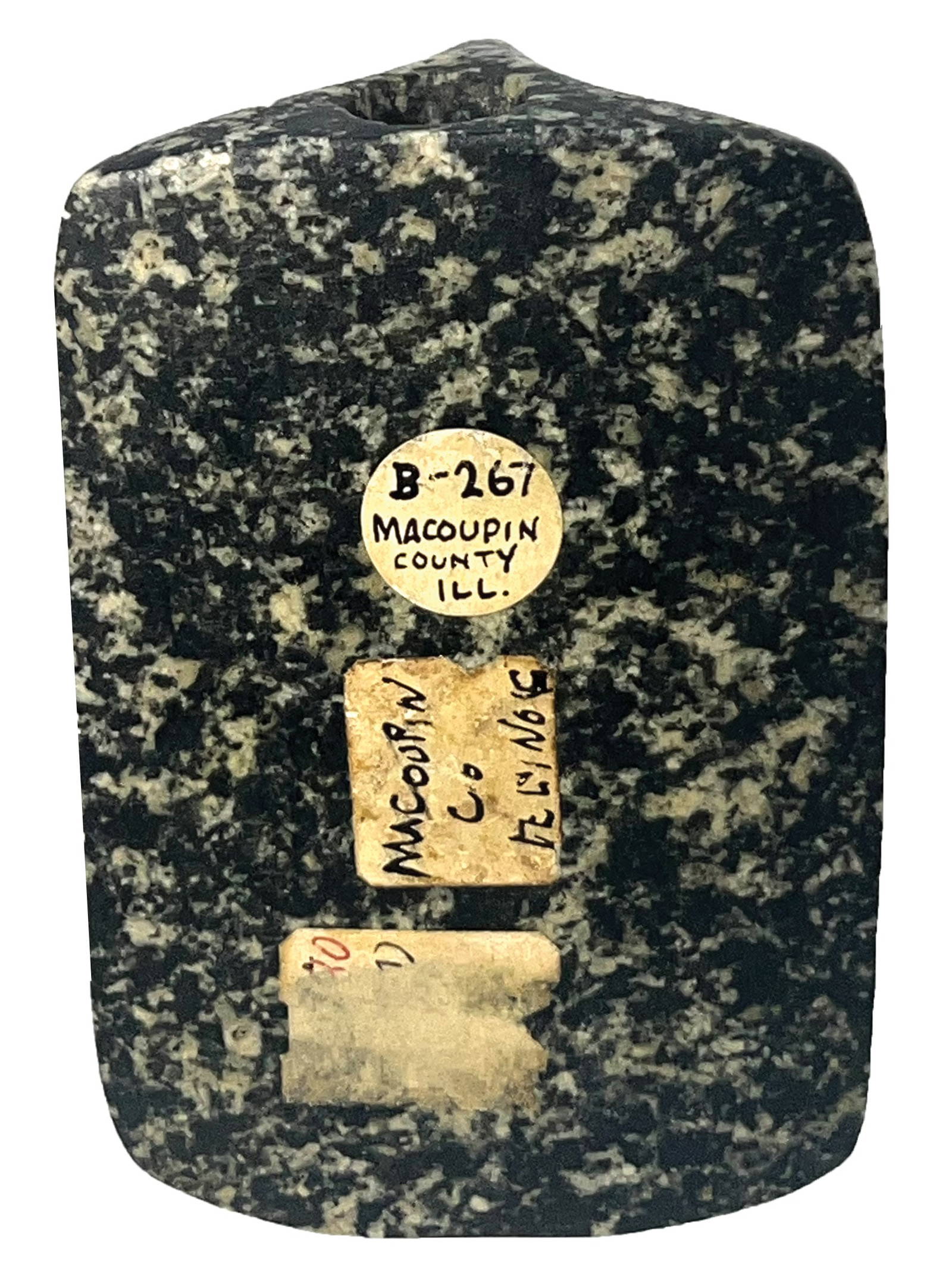 3 7/8" Saddle Faced Bannerstone. Speckled Granite. Macoupin County, Il ...