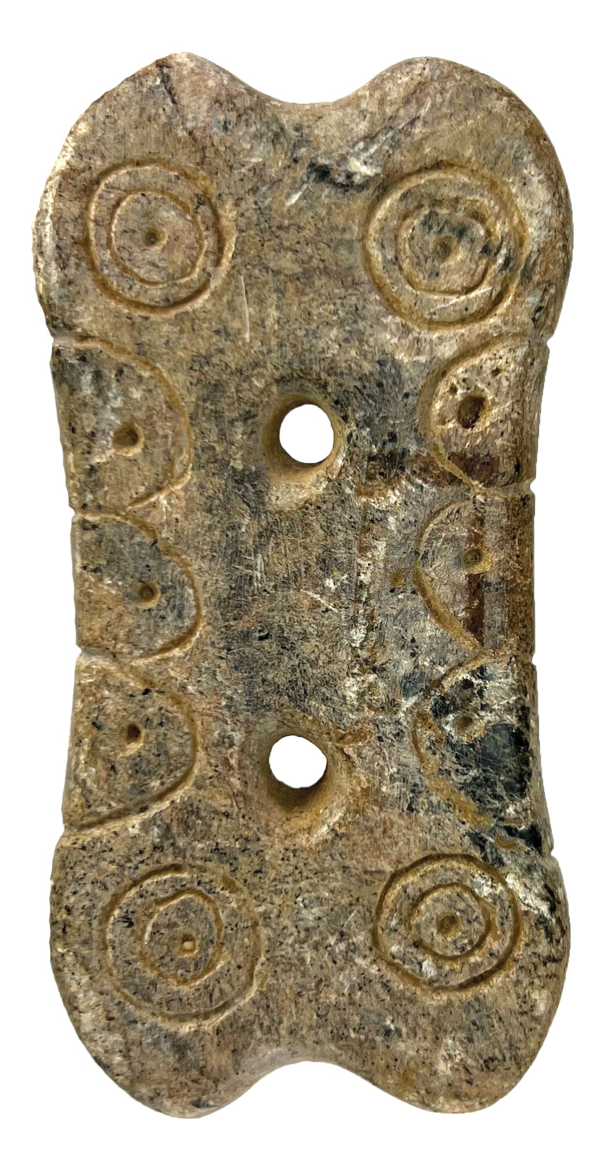 3 1/2" Two Holes Gorget. Highly Engraved On One Side. Virginia. Ex Sean ...