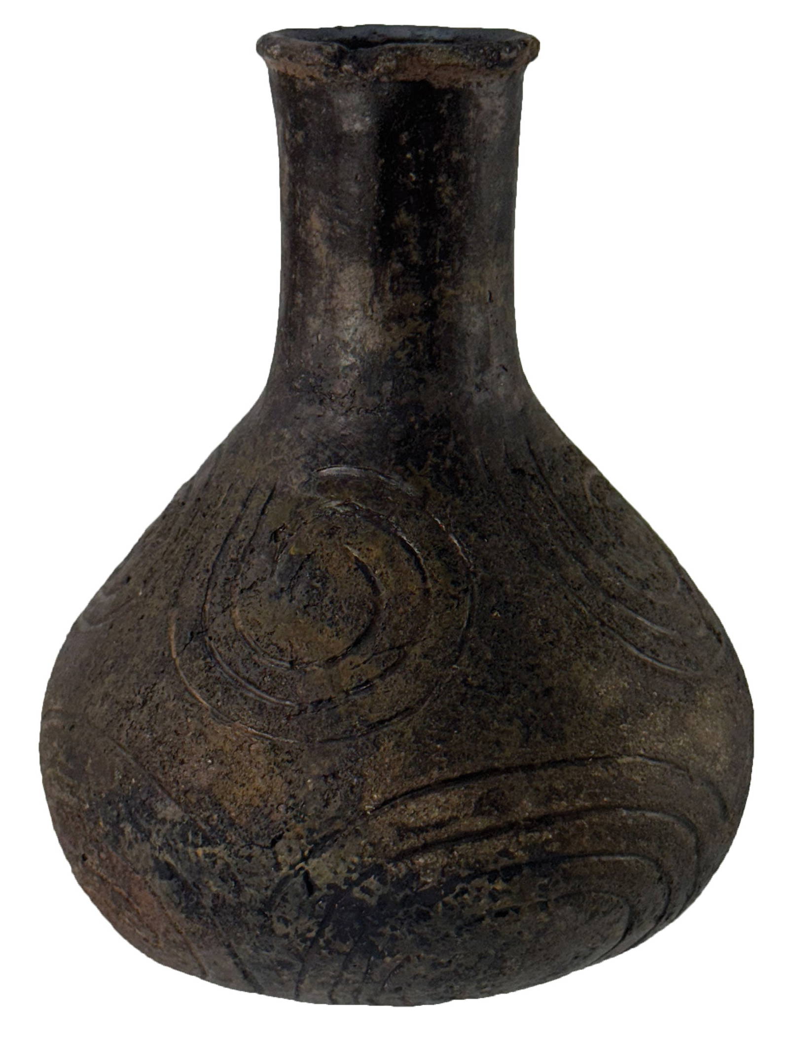 4 7/8" Pottery Jug. Tempered Clay. Arkansas. Ex Schwartz Family. Auction