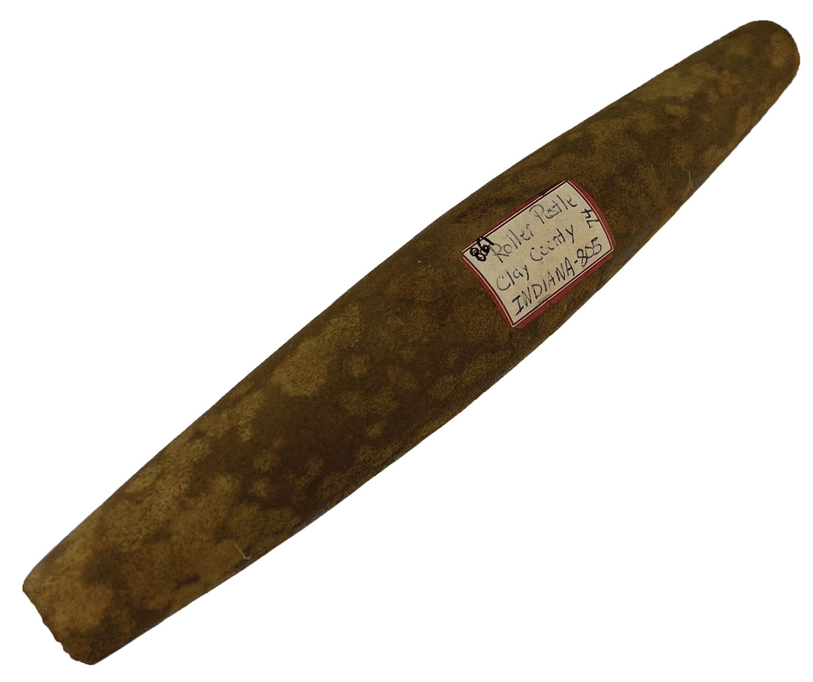 11" Roller Pestle. Pictured. Indiana. Ex Steve Milam, William Miliam ...