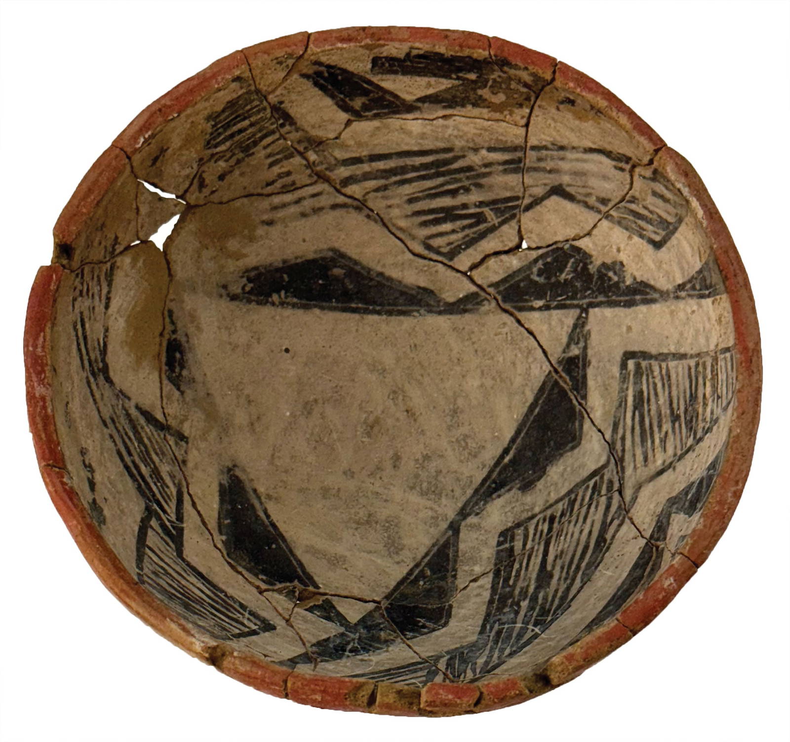 5 1/2" D. By 2" Tall Pinto Polychrome Bowl. Broken And Glued. Arizona ...