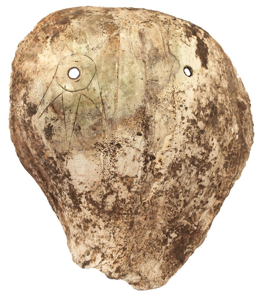 4 3/4" Weeping Eye Shell Mask Gorget. Bradley Co, Tn.