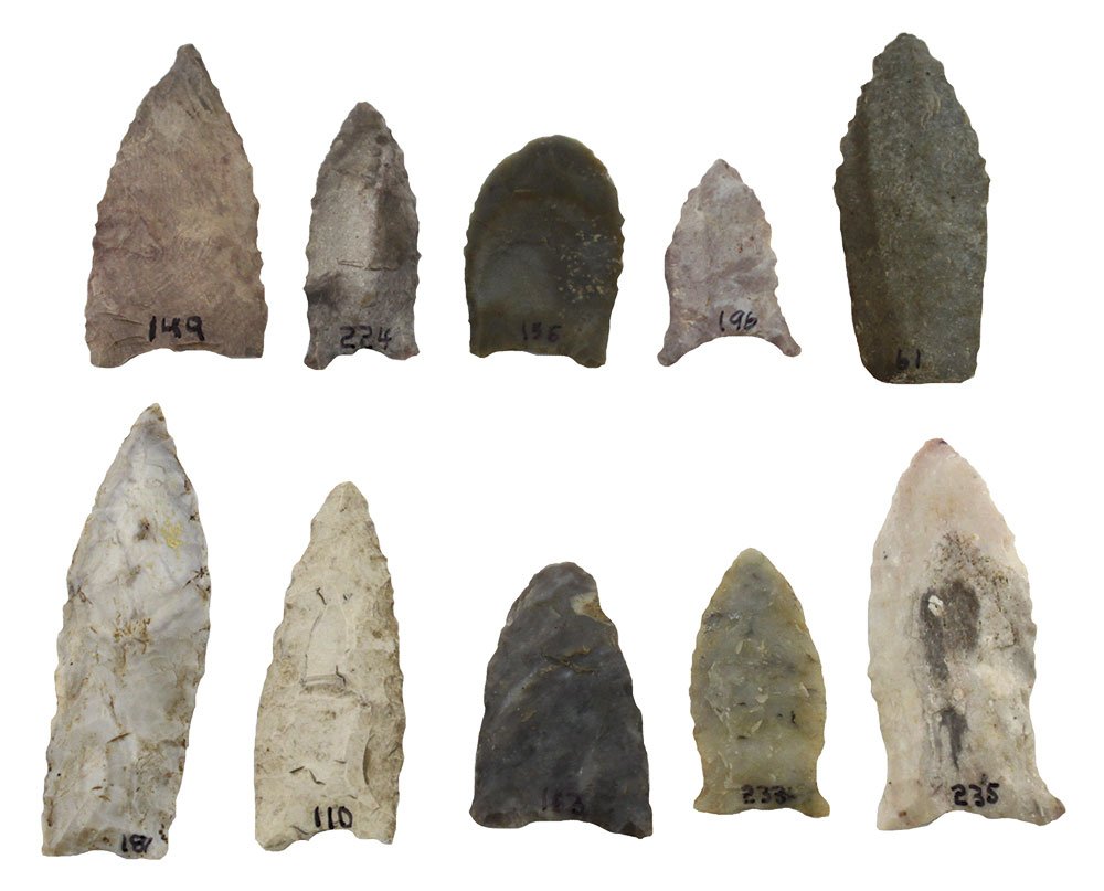 Group of 10 Paleo Points. 1 1/2"-2 7/8". Midwest.