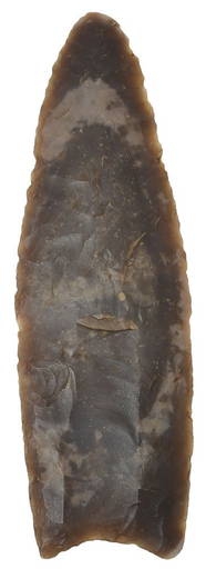 4 7/8" Clovis. Knife River Flint. Nodular Flint. From