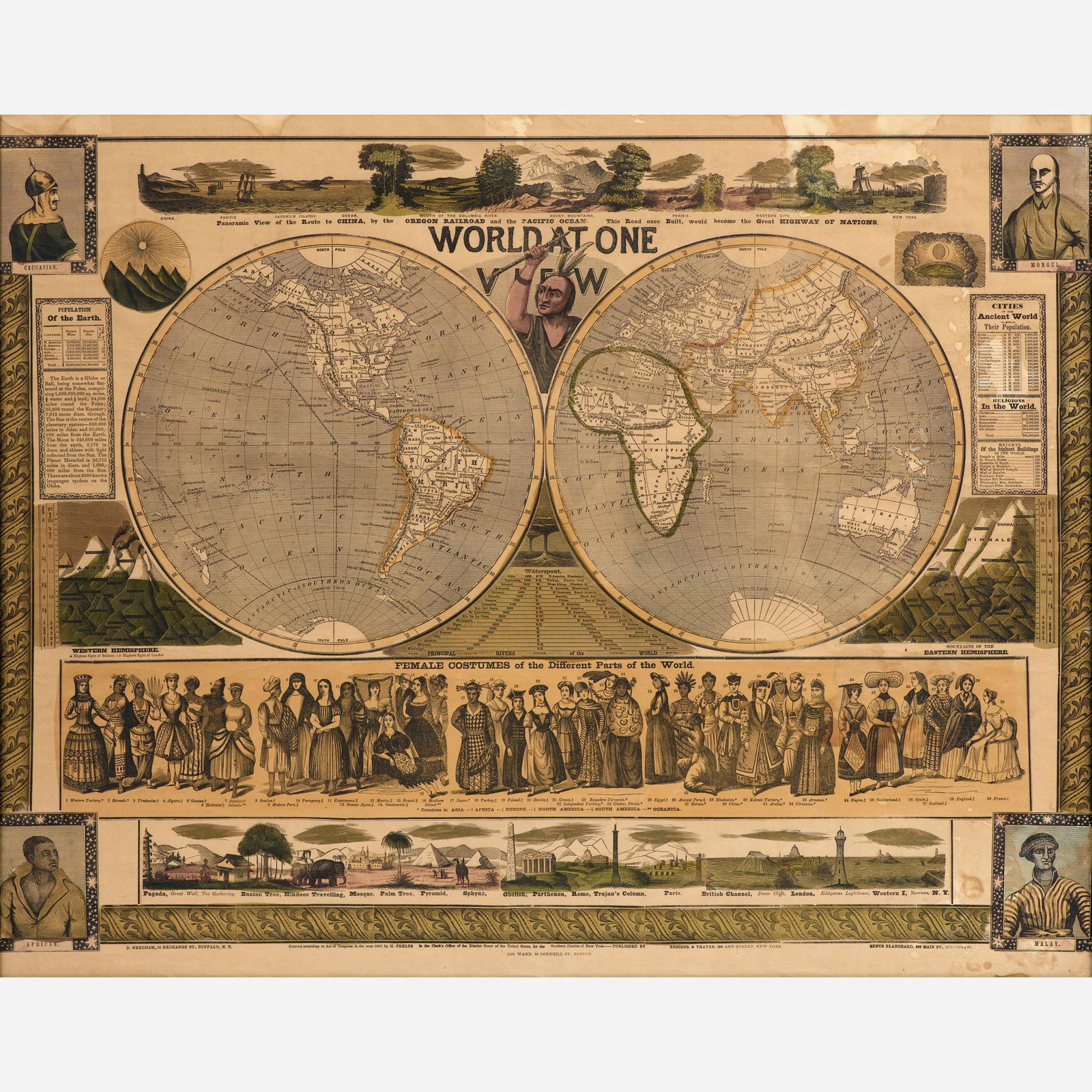 1847 "World at One View" Pictorial Map (#0036) on Mar 26, 2022 | Circle ...