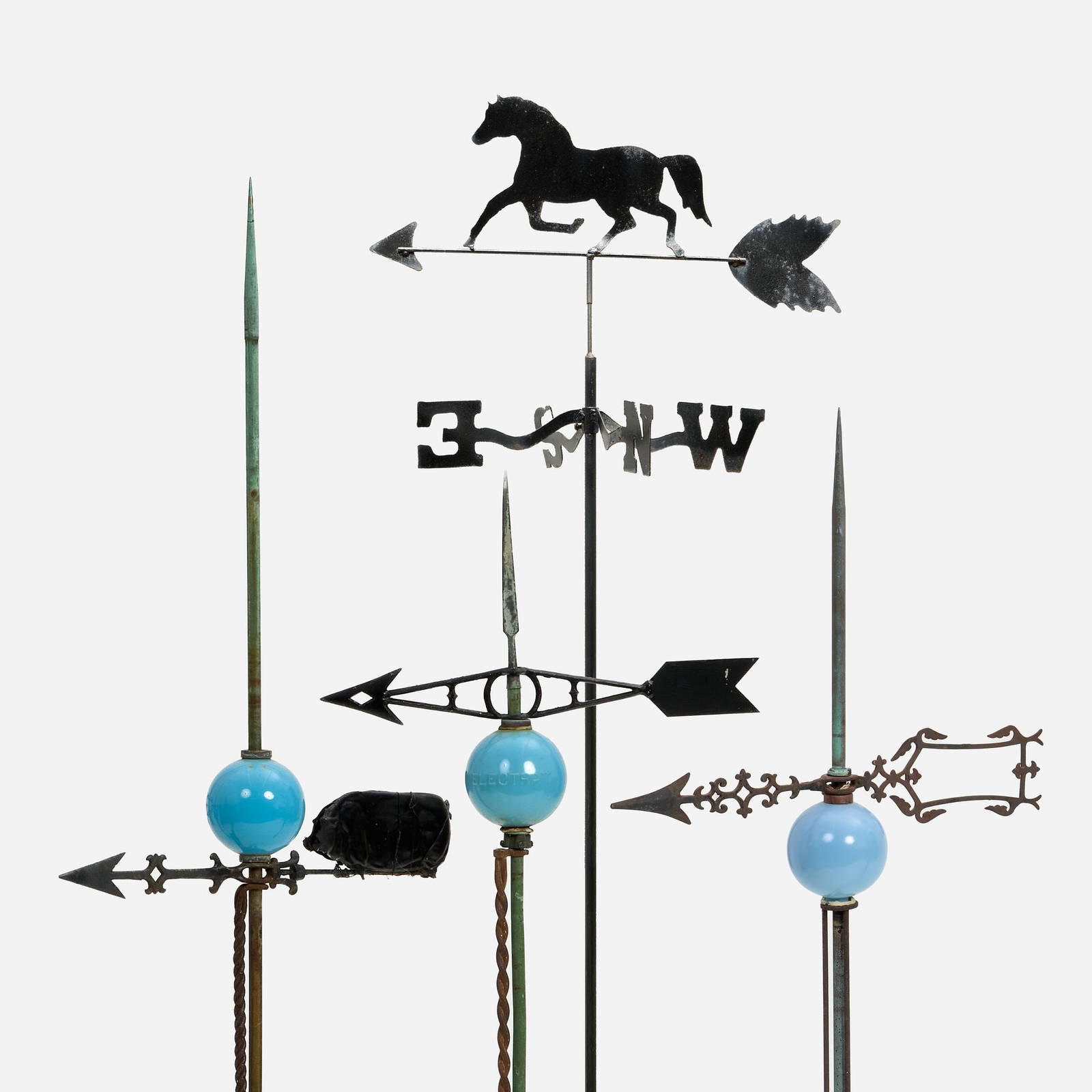 Group Of Antique Lightning Rods & Weathervanes Auction
