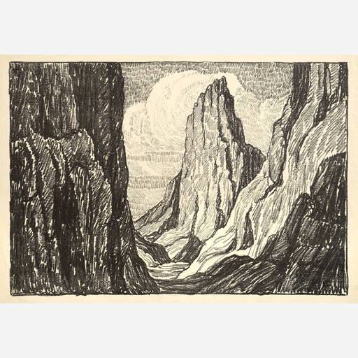 Birger Sandzen (after) "sentinel Rock" (1917 Lithograph)