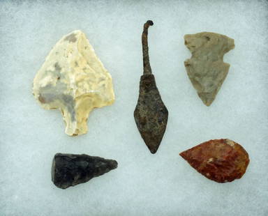 Collection Of (5) Frames Of Projectile Points