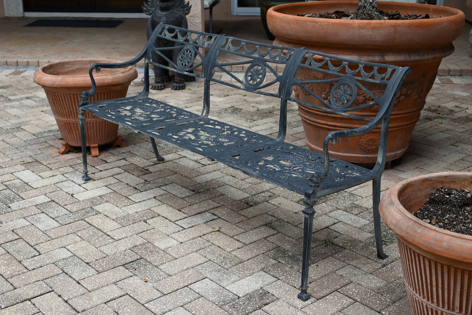 Addison Mizner Style Cast Iron Park Bench Auction