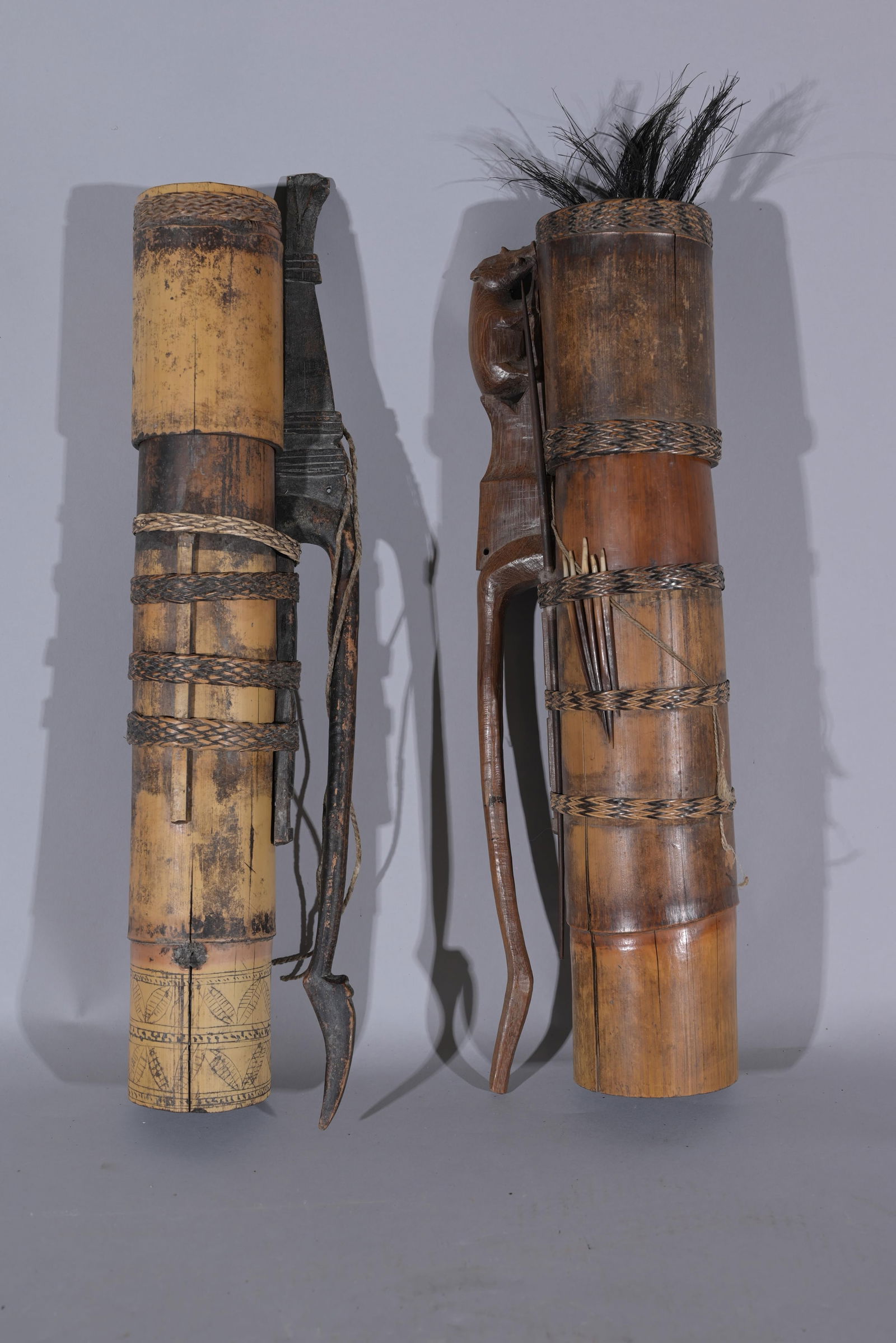 (2) Filipino Bamboo Blowgun Quivers - Karaban Auction
