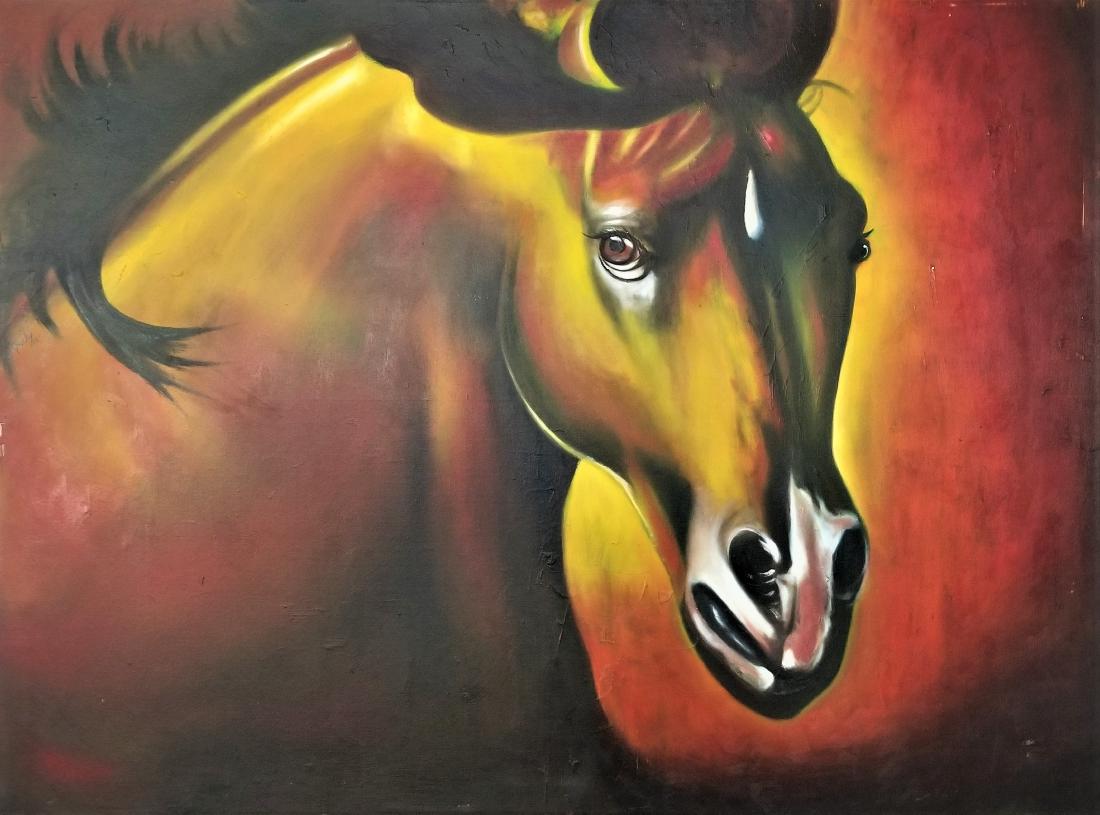 Original Painting On Canvas "Horse" By Artist Macky