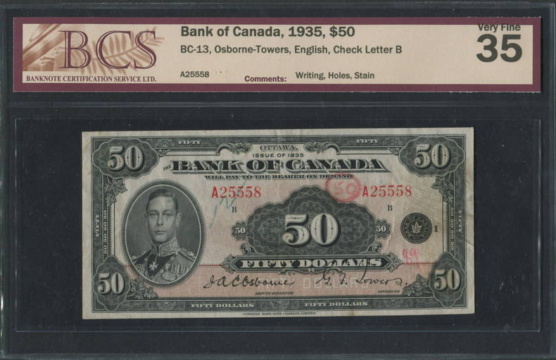 Bank Of Canada 1935 $50 Banknote Vf35