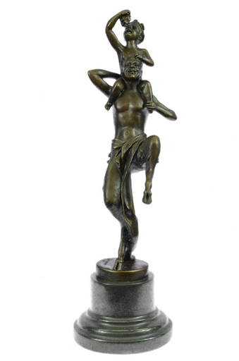 Satyr With His Child Dancing Bronze Statue