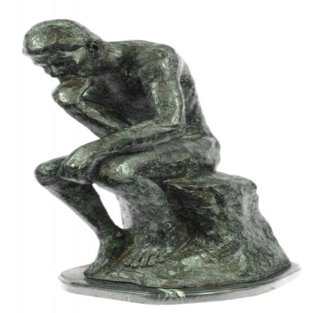 Thinker Famous Work Bronze Sculpture On Marble Base