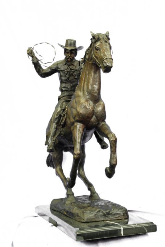 For Auction: Cowboy with Rope Bronze Sculpture (#5675EB) on Jul 09 ...