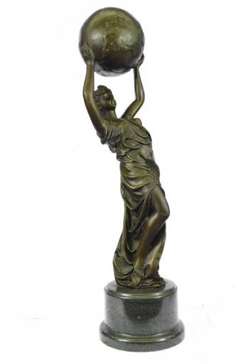 Female Atlas Holding the World Bronze Sculpture (#5363EB) on Jan 01 ...