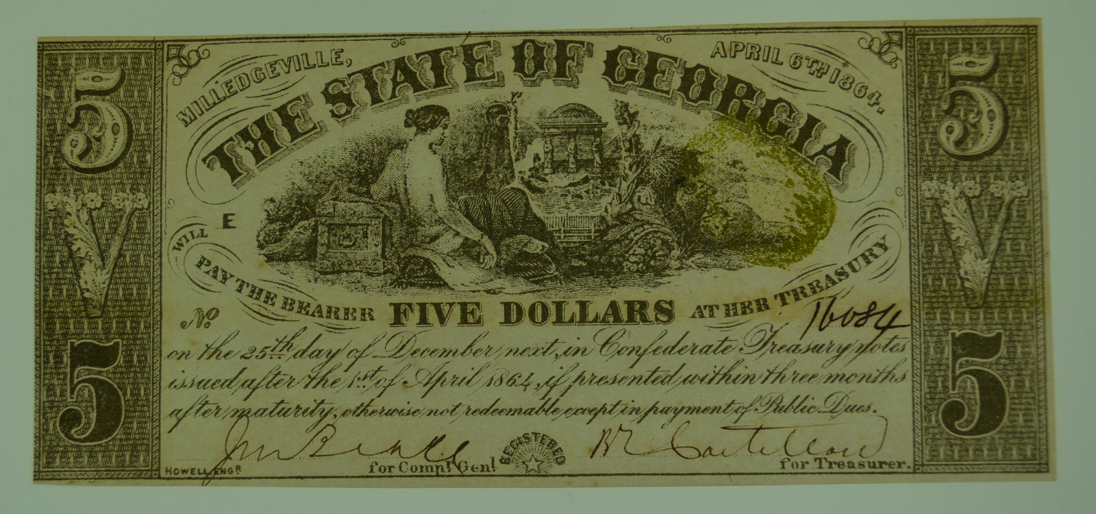 1864 $5 State of Georgia Currency Bank Note (#0048) on Jun 30, 2022 ...