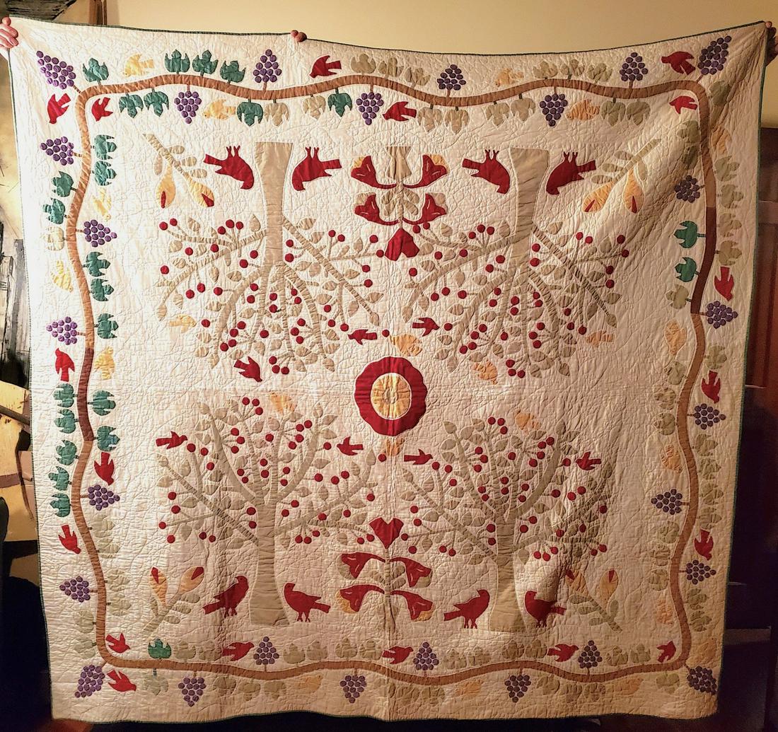 Rare Folk Art Bird, Tree and Grapevine Quilt - Apr 30, 2020 | New Haven ...