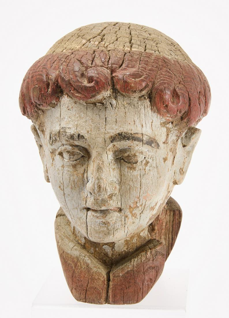Carved Wood Monk's Head - Oct 17, 2021 | New England Auctions - Fred ...