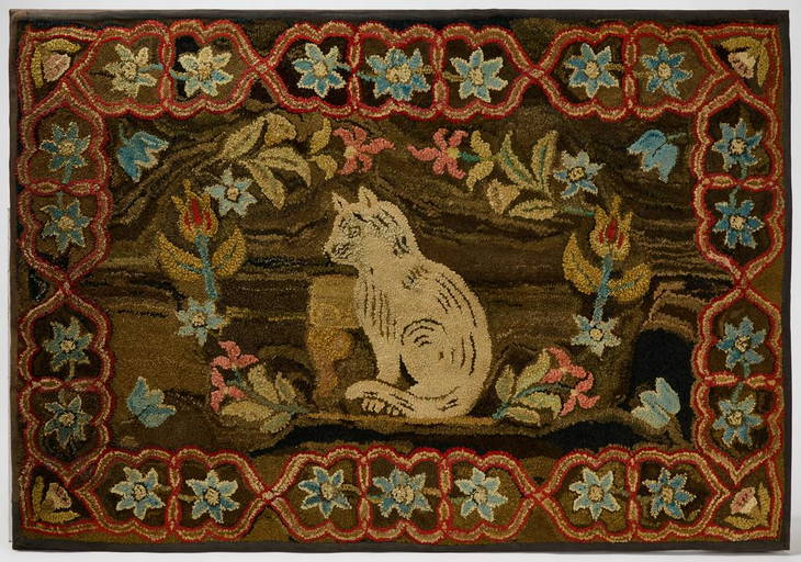 Cat Hooked Rug